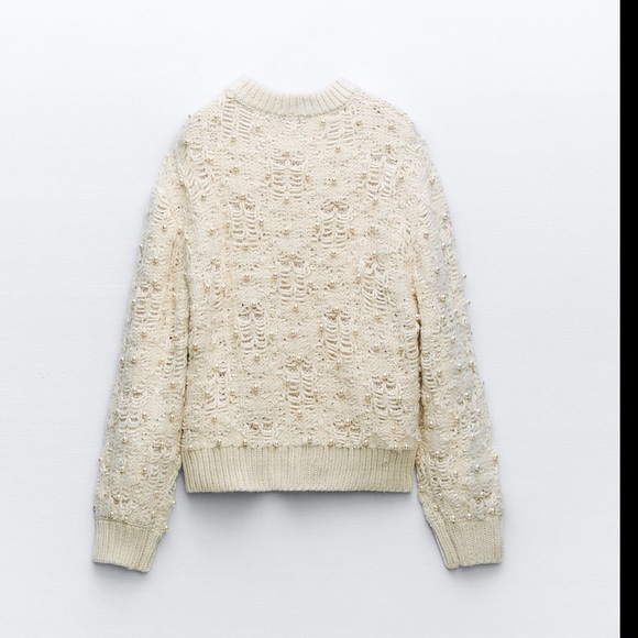 Zara | Sweaters | Zara Pearl Textured Knit Sweater | Poshmark